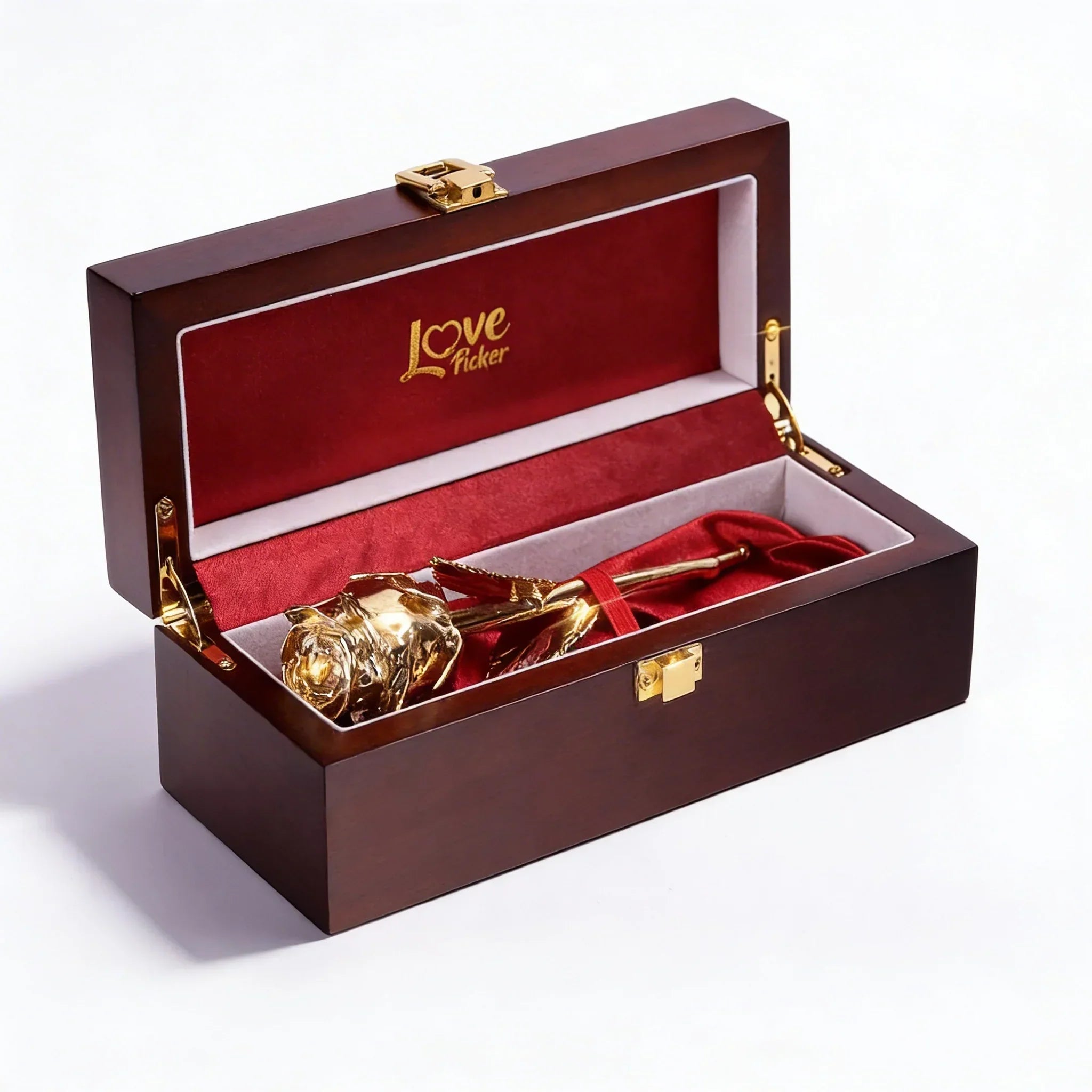 24K Gold Dipped Natural Rose | Custom Wood Engraving Box – Lovepicker