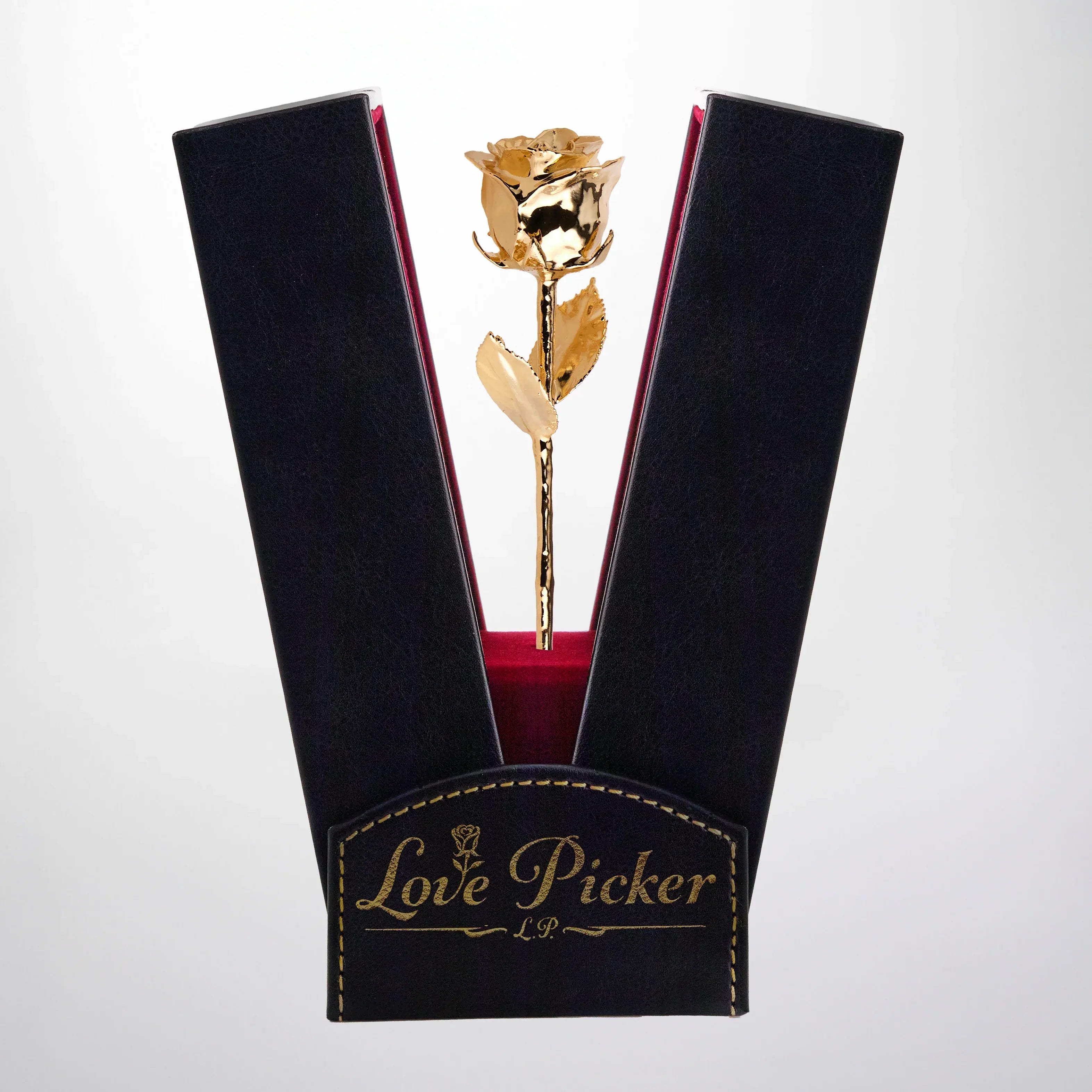 Luxury Gold Rose in Onyx Black Leather Box - 24K Gold Dipped – Lovepicker